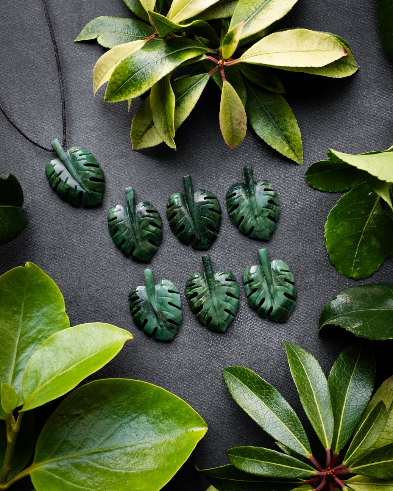 African Jade Hand Carved Monstera Leaf / Cheese Plant Necklace – The ...