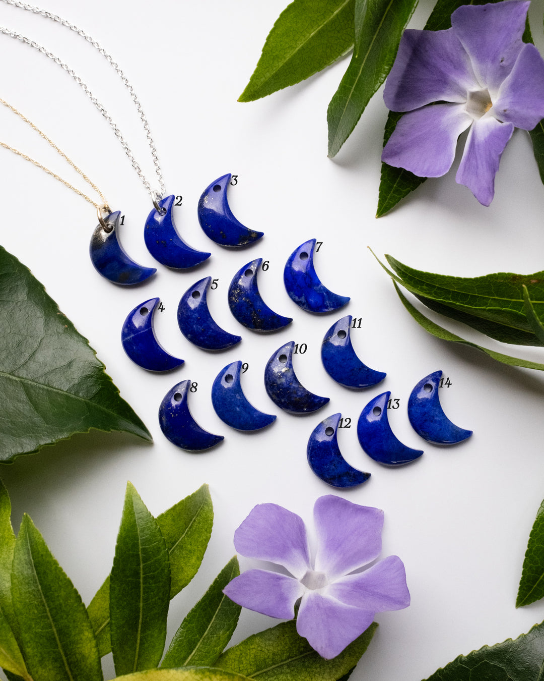 Lapis Lazuli Crescent Moon Recycled Sterling Silver or Gold Necklace ...